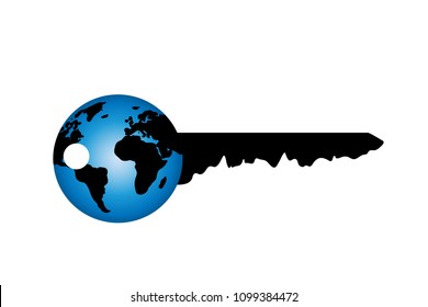 Vector Silhouette Key World On White Stock Vector (Royalty Free ...