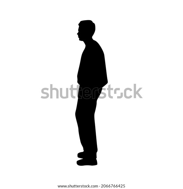 Vector Silhouette Man Standing Profile Black Stock Vector (Royalty Free ...