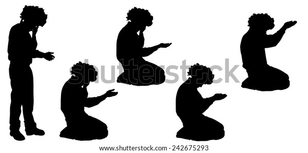 Vector Silhouette Man Who Begging Stock Vector (Royalty Free) 242675293