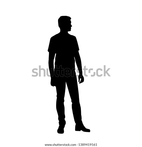 Vector Silhouette One Man Standing Business Stock Vector (Royalty Free ...