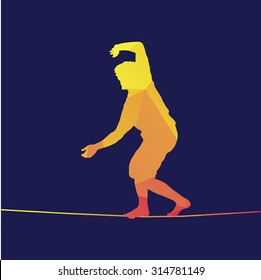 Vector Silhouette Person Balancing On Rope: vector de stock (libre de ...