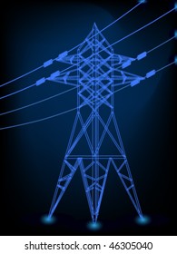 Vector Silhouette Power Lines Electric Pylon Stock Vector (Royalty Free ...