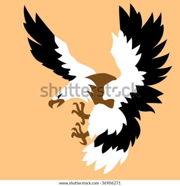 Vector Silhouette Ravenous Bird On White Stock Vector (Royalty Free ...