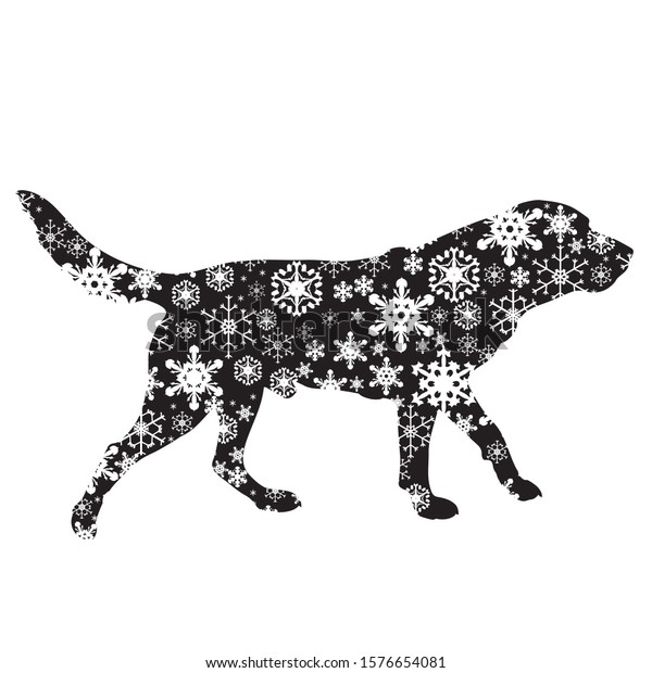 Vector Silhouette Snowy Dog On White Stock Vector (Royalty Free ...