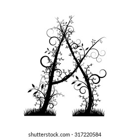 Vector Silhouette Tree Letter: vector de stock (libre de regalías ...