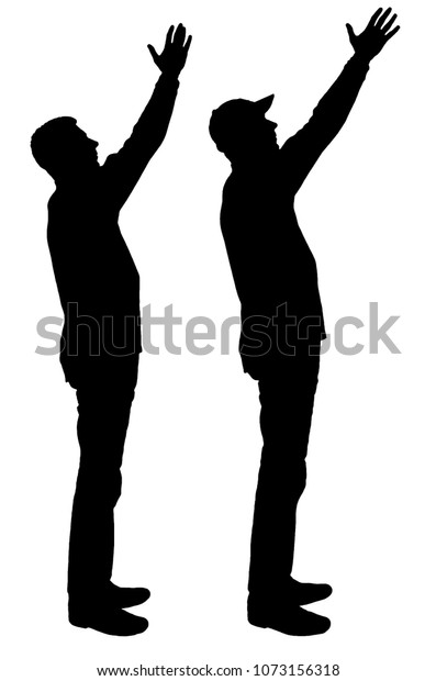 Vector Silhouette Two Men Standing Profile Stock Vector (Royalty Free ...