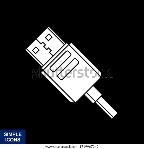 Vector Silhouette Usb Icon Black Background Stock Vector (Royalty Free ...