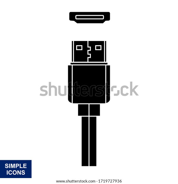 Vector Silhouette Usb Icon White Background Stock Vector (Royalty Free ...
