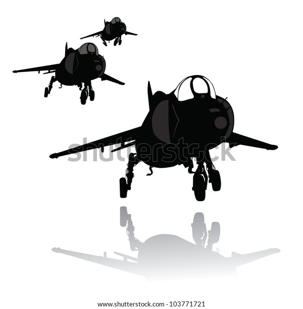 Vector Silhouette Vtol Fighter Landing Separate Stock Vector (Royalty ...