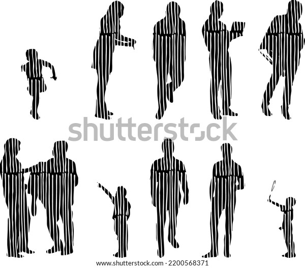 Vector Silhouettes Outline Silhouettes People Contour Stock Vector ...