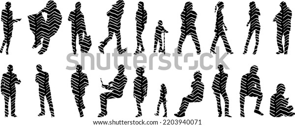 Vector Silhouettes Outline Silhouettes People Contour Stock Vector ...