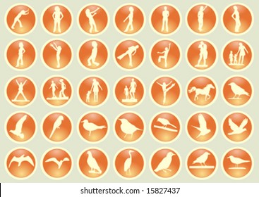 Vector Silhouettes People Animals Sphere Stock Vector (Royalty Free ...