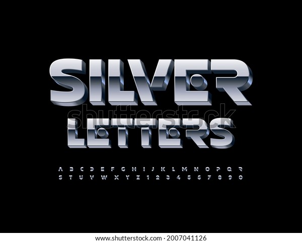 Vector Silver Alphabet Letters Numbers Set Stock Vector (Royalty Free ...