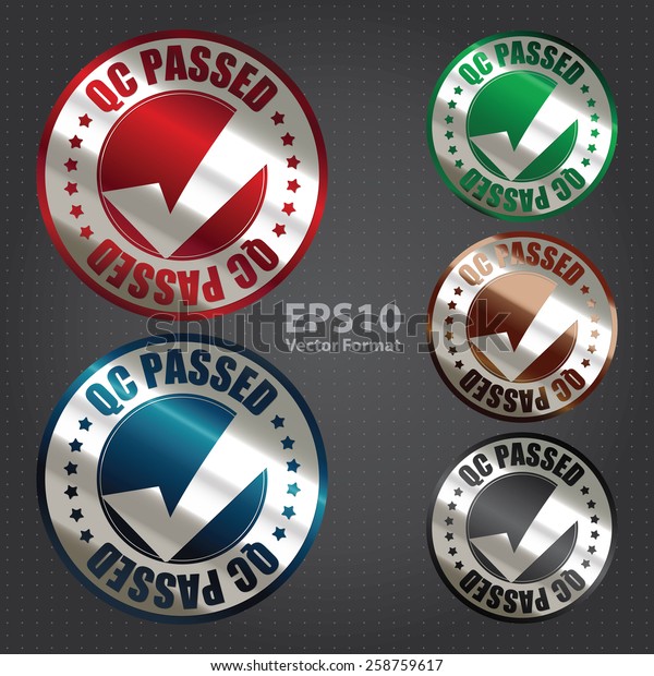 Vector Silver Metallic Qc Passed Sticker Stock Vector Royalty Free 258759617 Shutterstock