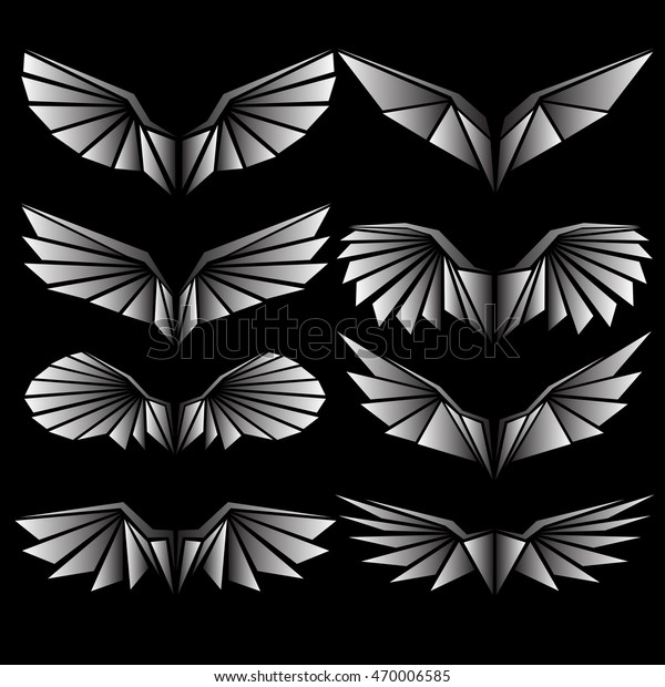 Vector Silver Wings Logo On Black 스톡 벡터(로열티 프리) 470006585 | Shutterstock