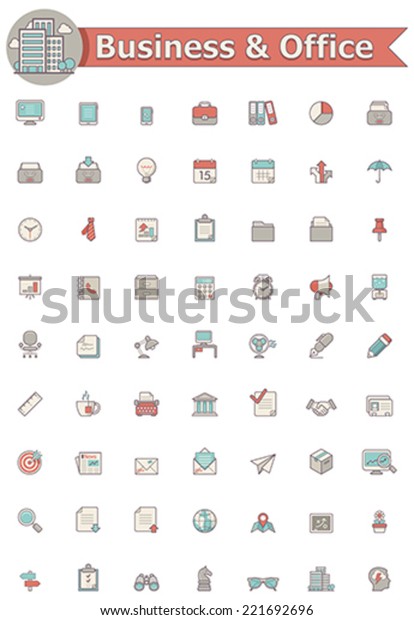 Vector Simple Business Office Icon Set Stock Vector (Royalty Free ...