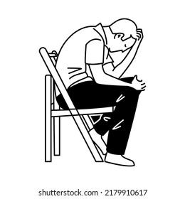Vector Simple Line Illustration Depression Stock Vector (Royalty Free ...
