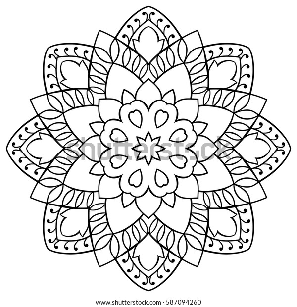 Vector simple mandala with abstract elements, isolated on white ...