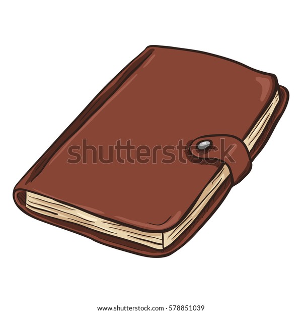 Vector Single Cartoon Brown Leather Diary Stock Vector (Royalty Free ...