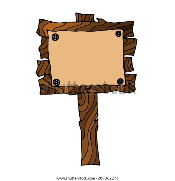 Vector Single Cartoon Wooden Sign Post Stock Vector (Royalty Free ...