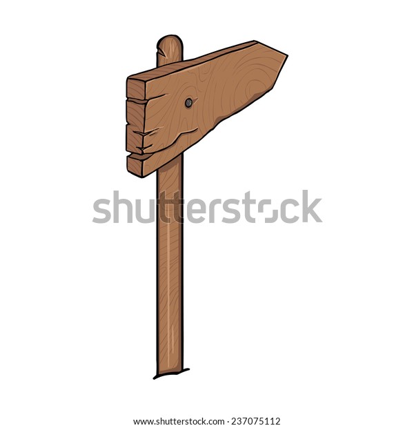 Vector Single Cartoon Wooden Signpost Stock Vector (Royalty Free ...