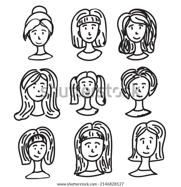 Vector Single Color Illustration Set Portrait Stock Vector (Royalty ...