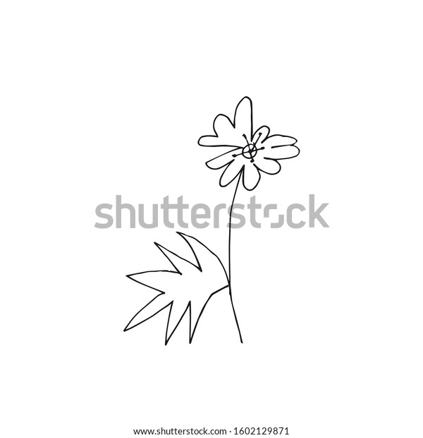 Vector Single Flower Hand Drawn Simple Stock Vector (Royalty Free ...