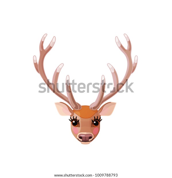 Vector Single Horned Red Deer Cartoon: vector de stock (libre de ...
