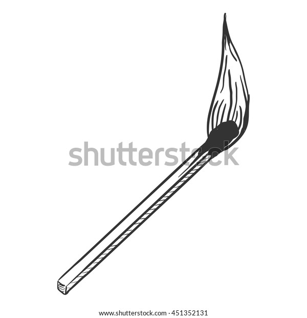 Vector Single Sketch Burning Matchstick 库存矢量图（免版税）451352131 | Shutterstock