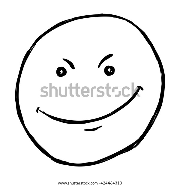Vector Single Sketch Emoticon Bad Smile: vector de stock (libre de ...