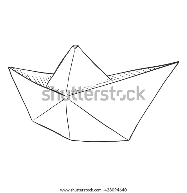Vector Single Sketch Paper Boat Traditional Stock Vector (Royalty Free ...