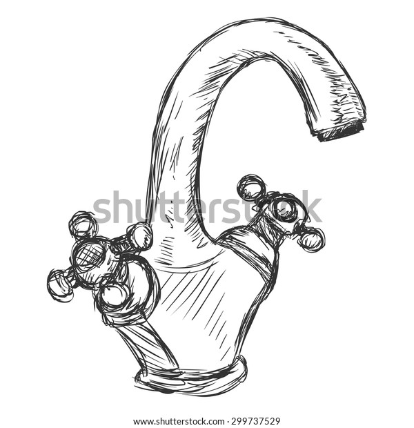 Vector Single Sketch Retro Faucet Stock Vector (Royalty Free) 299737529