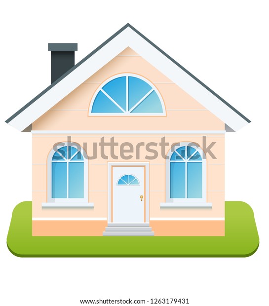 Vector Single Story House White Background Stock Vector (Royalty Free ...