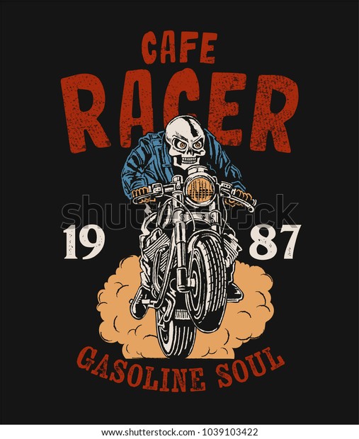 Vector Skeleton Cafe Racer Rider Sketch Stock Vector (Royalty Free ...