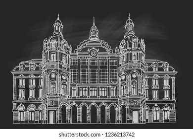 Vector Sketch Antwerp Main Railway Station Stock Vector (Royalty Free ...