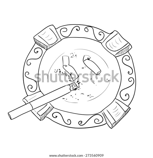 Vector Sketch Ashtray Cigarette Hand Draw Stock Vector (Royalty Free ...