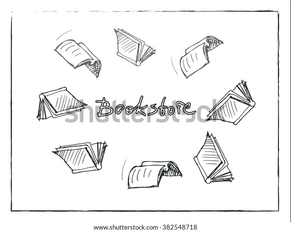 Dessin vectoriel des livres volant autour : image vectorielle de stock ...