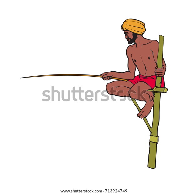 Vector Sketch Cartoon Local Indian Man Stock Vector (Royalty Free ...
