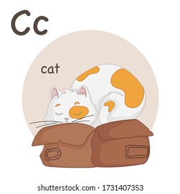 Vector Sketch Cat Letter C Stock Vector (Royalty Free) 1731407353