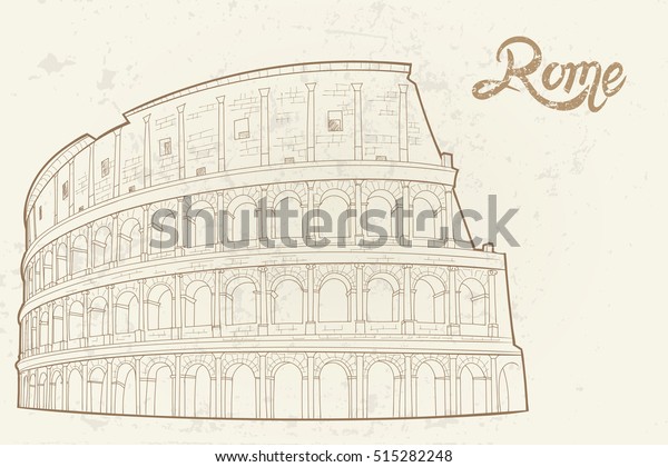 Vector Sketch Coliseum Rome Italy Stock Vector (Royalty Free) 515282248 ...