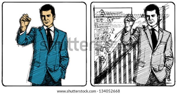 Vector Sketch Comics Style Male Writing Stock Vector (Royalty Free ...