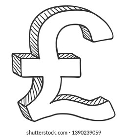 Vector Sketch Currency Symbol English Pound Stock Vector (Royalty Free ...