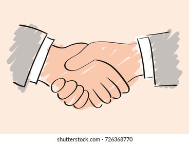 Vector Sketch Drawing Handshake Symbol Friendship Stock Vector (Royalty ...