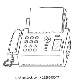 Vector Sketch Fax Machine Office Telephone Stock Vector (Royalty Free ...