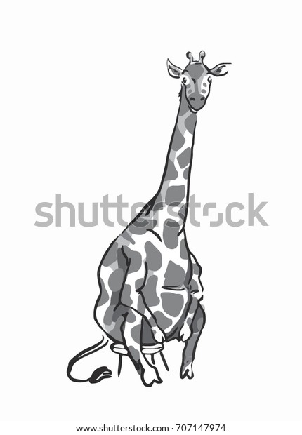Vector Sketch Giraffe Sitting On Chair Stock Vector (Royalty Free ...