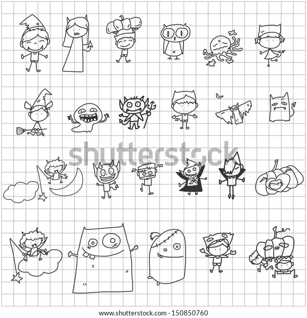 Vector Sketch Halloween Cartoon Character Stock Vector (Royalty Free ...