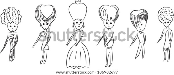 Vector Sketch Illustration Cartoon Royal Family 库存矢量图（免版税）186982697 ...