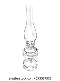 Vector Sketch Kerosene Lamp Hand Draw Stock Vector (Royalty Free ...