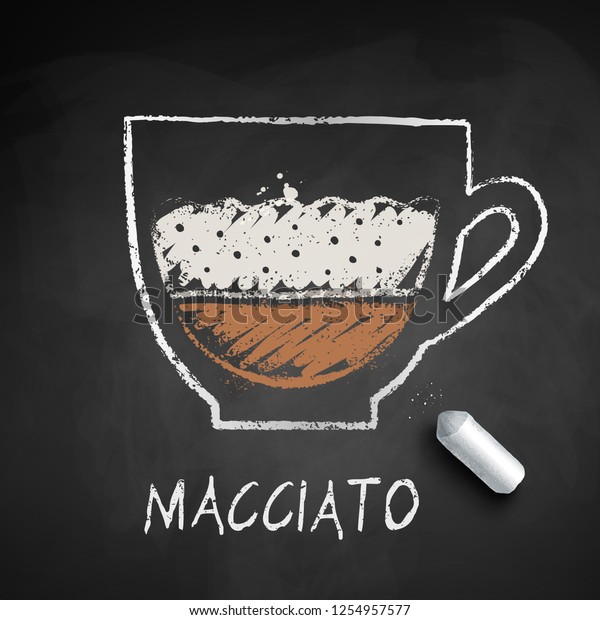 Vector Sketch Macchiato Coffee On Chalkboard Stock Vector (Royalty Free ...