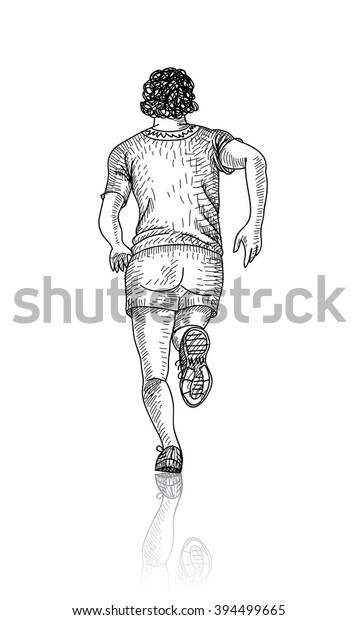 Vector Sketch Man Runs Into Distance Stock Vector (Royalty Free) 394499665